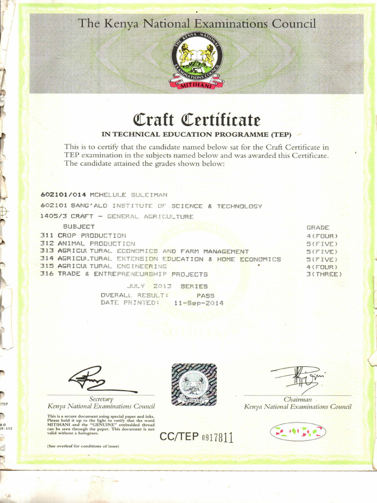 Certificate in General Agriculture | PDF