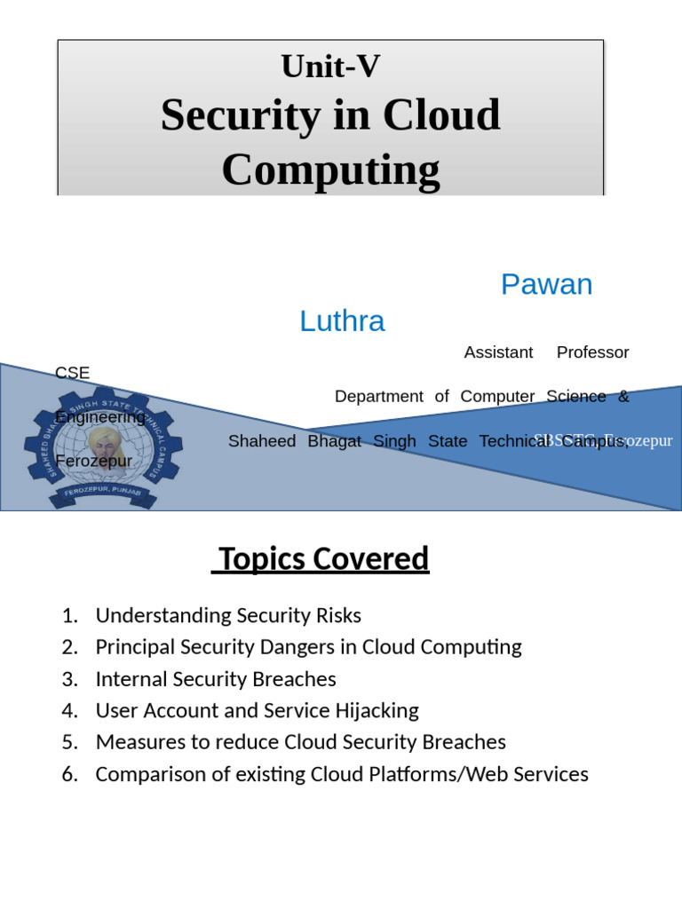 Security in Cloud Computing | PDF | Security | Computer Security