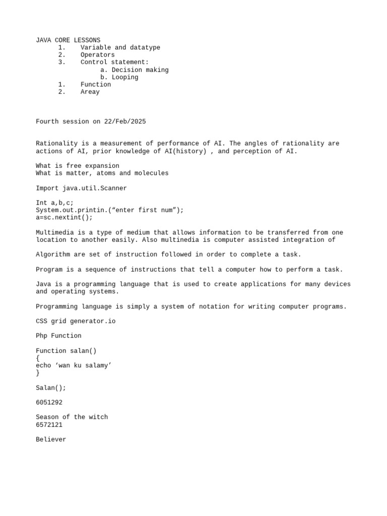 text 2 java lessons | PDF