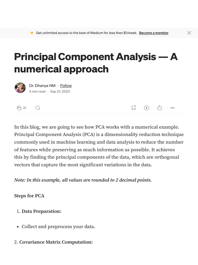 Principal Component Analysis - A Numerical Approach | PDF | Eigenvalues ...