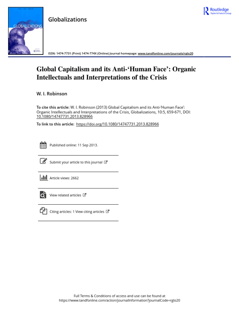 Global Capitalism and Its Anti - Human Face Organic Intellectuals and ...