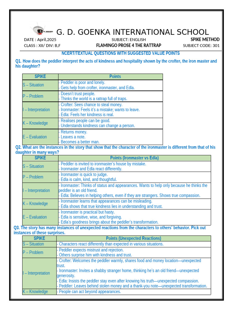 Prose 4-Textual Q-A-Spike Method | PDF