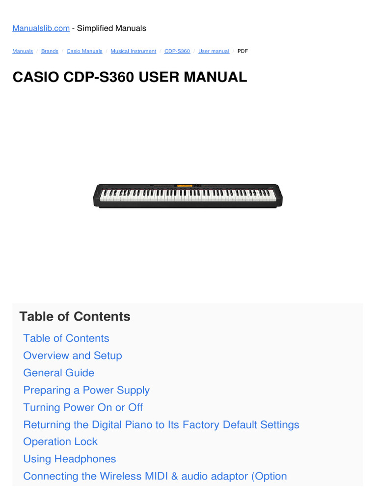 Piano Casio CDP S360 Inglês | PDF | Pitch (Music) | Usb