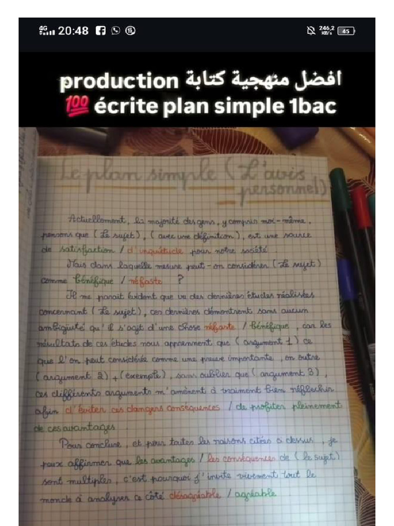 Plan Simple 1bac | PDF