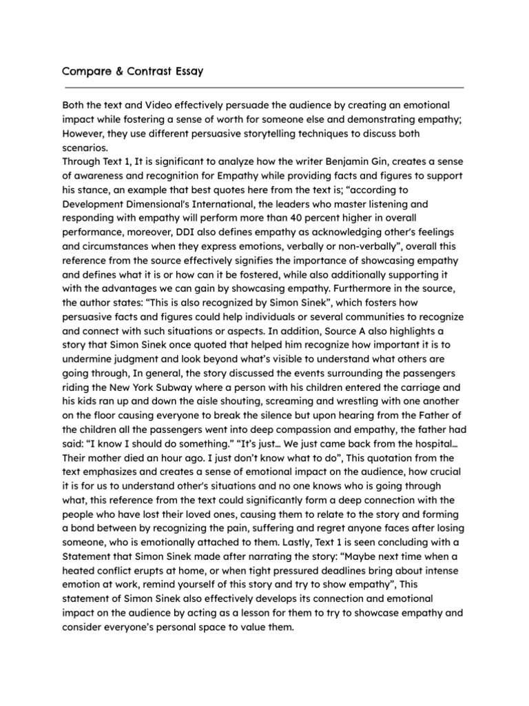 (Checked) Compare & Contrast Essay | PDF | Empathy | Housewife