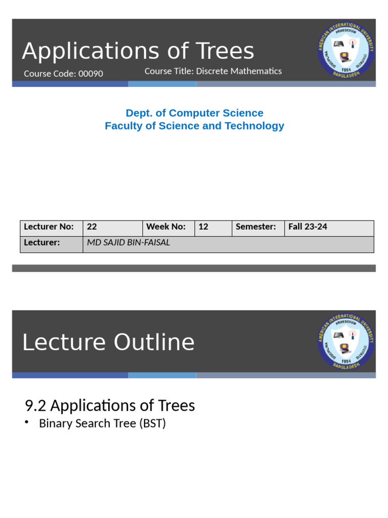 22 Tree Applications | PDF | Theoretical Computer Science | Algorithms And Data Structures