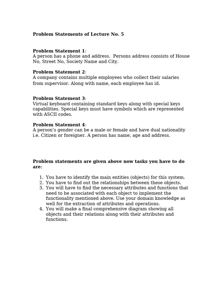 Problem Statement 1 | PDF