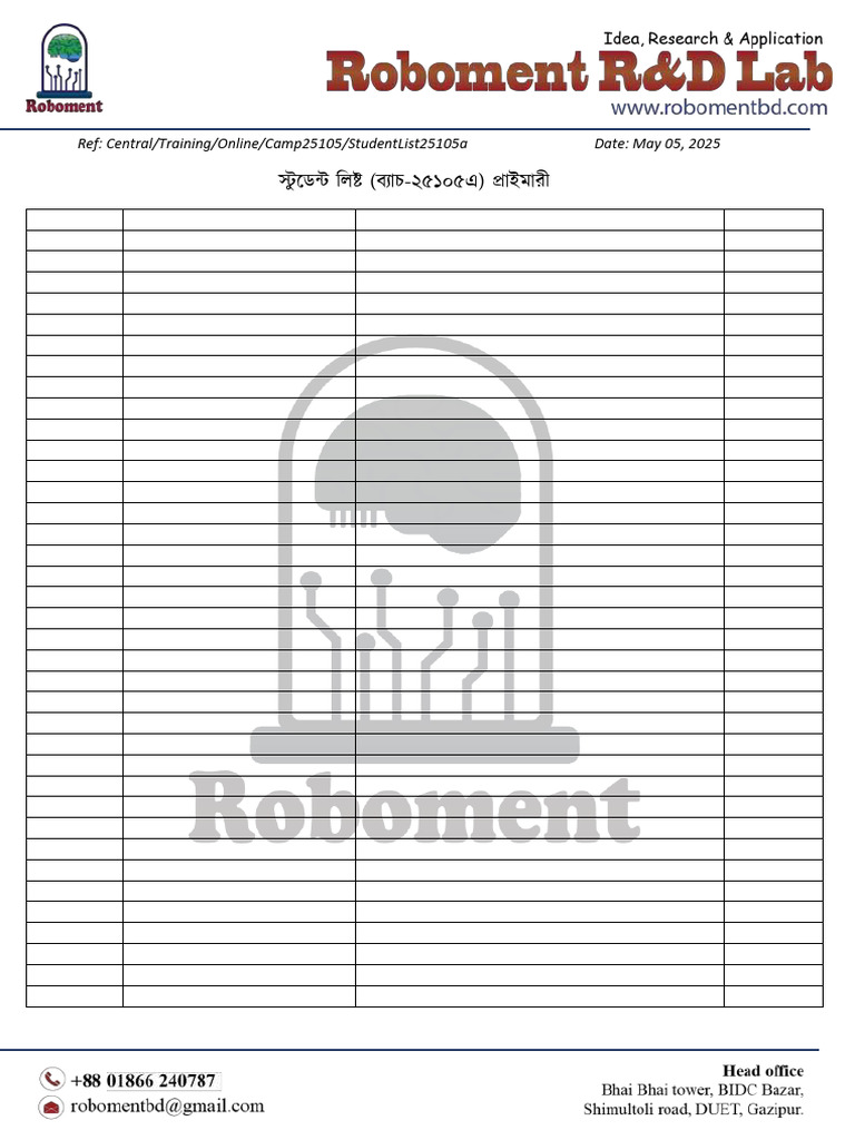 Student List 25105a Pri-2 | PDF | Dhaka | World Politics