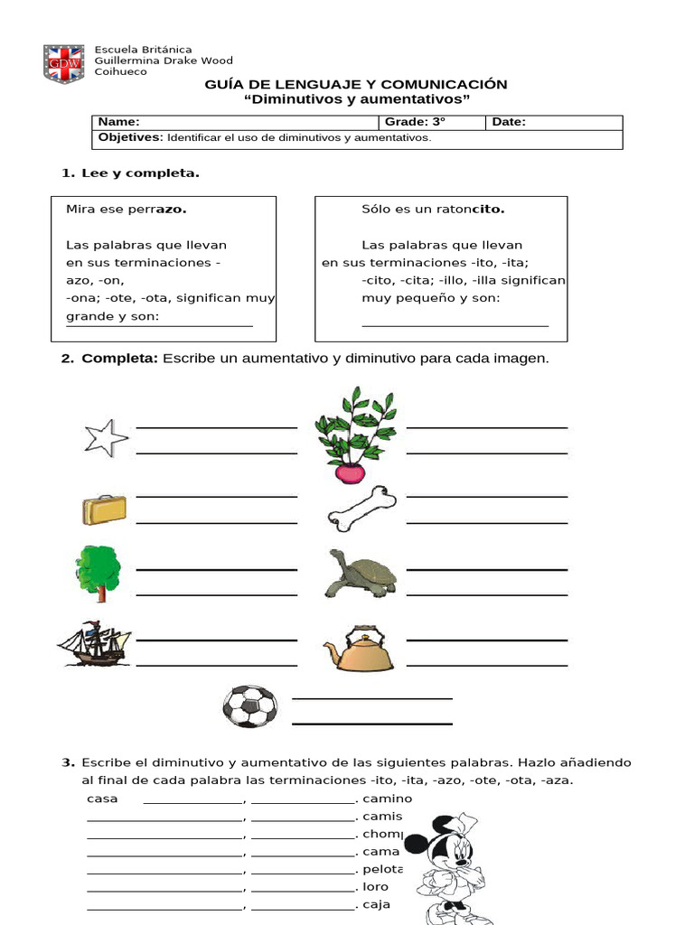 Guía Diminutivos y Aumentativos | PDF