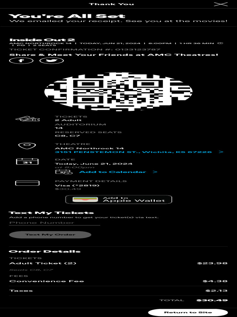 AMC Ticket Confirmation Details | PDF