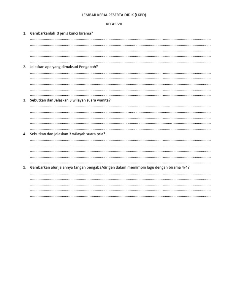 LKPD SBK Kelas | PDF