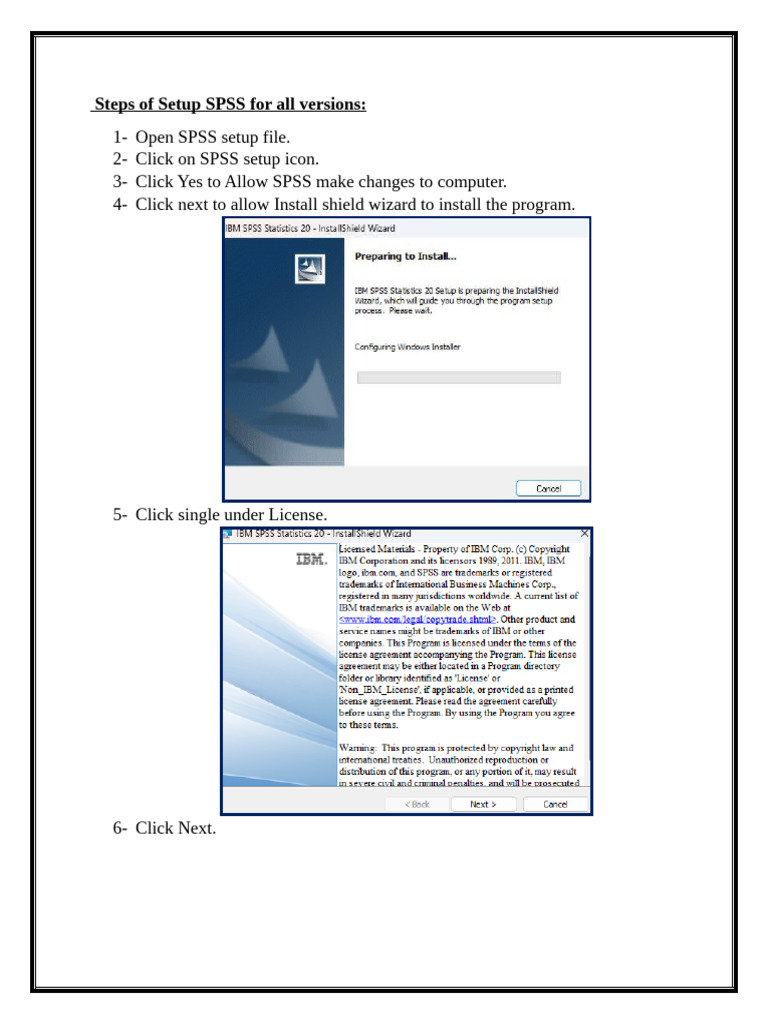 6-Steps of Set up SPSS all versions | PDF