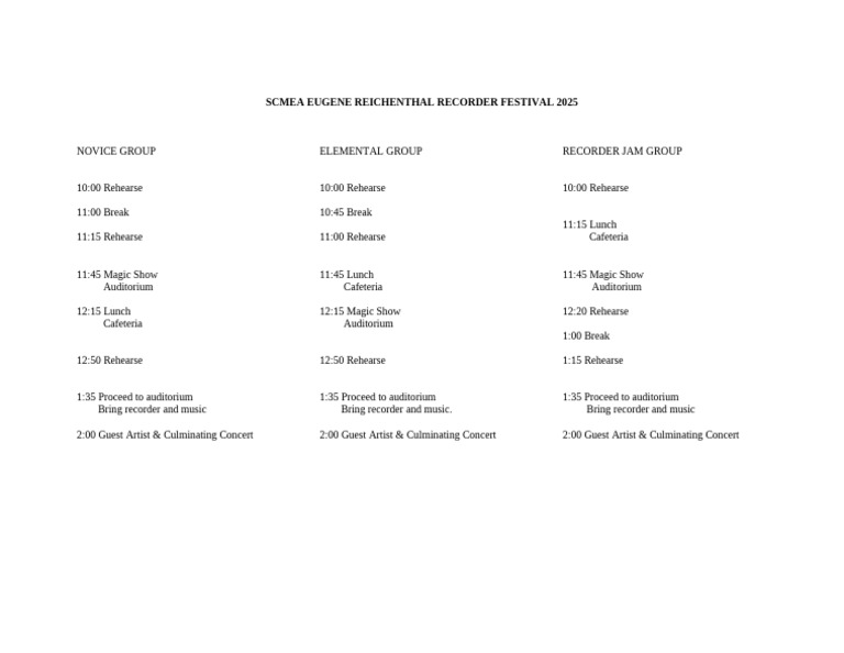 Recorder Day 2025 Schedule | PDF