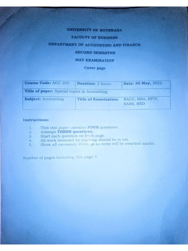ACC 205 2022 + 2023 Final Exam | PDF