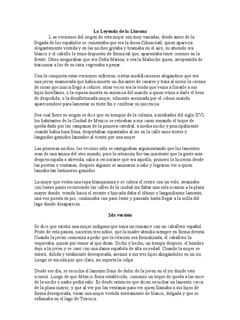 La Leyenda de La Llorona | PDF | Hernán Cortés
