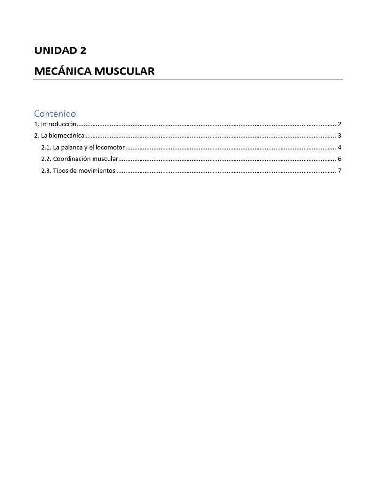 Mecánica Muscular y Biomecánica del Movimiento | PDF | Contracción ...