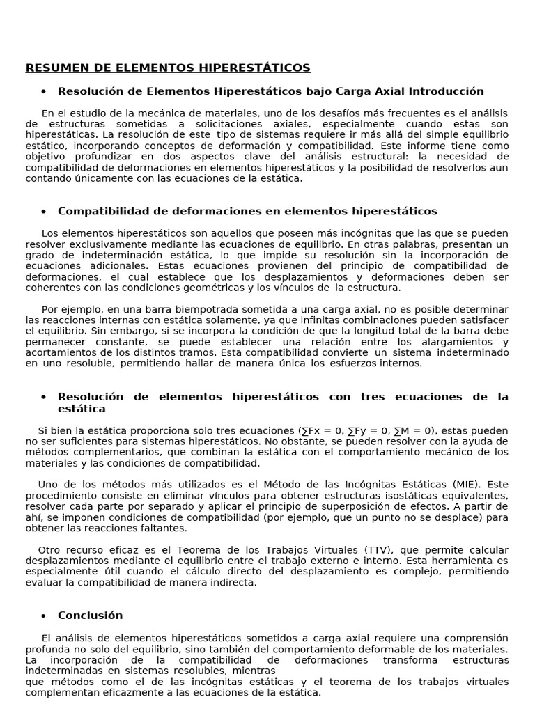 Resumen Mecanica Estructural | PDF | Ecuaciones | Análisis estructural