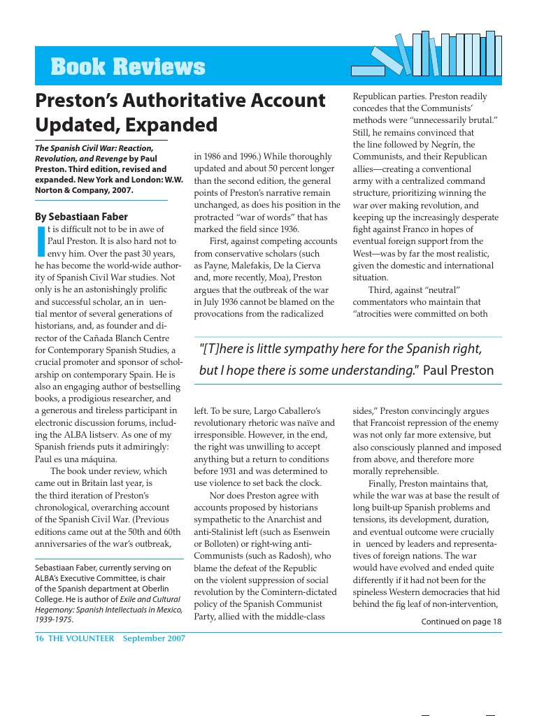 Paul Preston's Spanish Civil War Analysis | PDF | Spanish Civil War ...