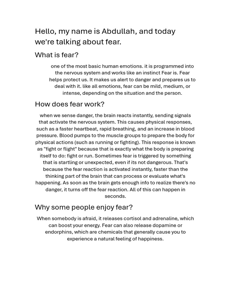 Understanding the Emotion of Fear | PDF