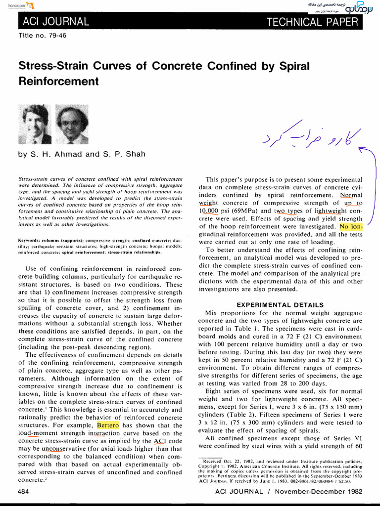 Ahmad & Shah - 1982 - Stress-Strain Curves of Concrete Confined by ...