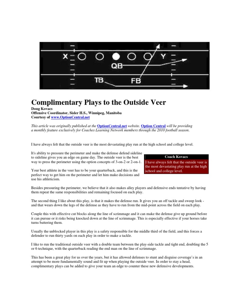 Complimentary Plays To The Outside Veer | PDF | Quarterback | Sport ...