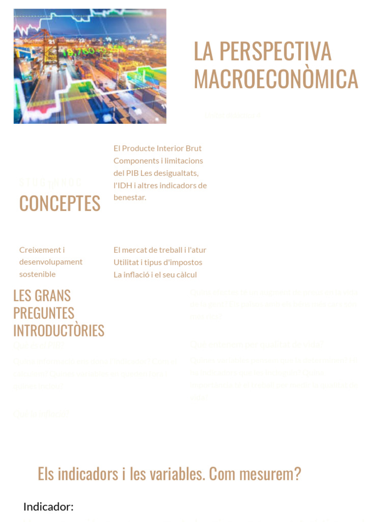 Unitat Didàctica 4. Els Indicadors Macroeconòmics | PDF