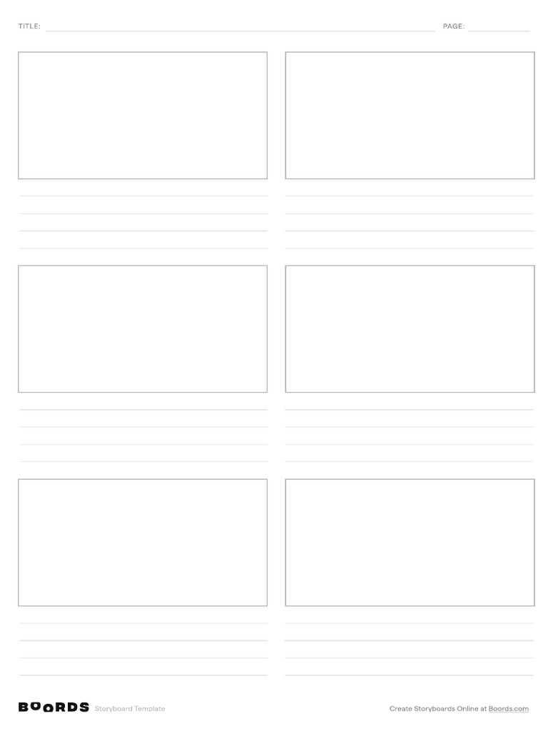 Blank Storyboard Template A4 6 Panel Vertical | PDF