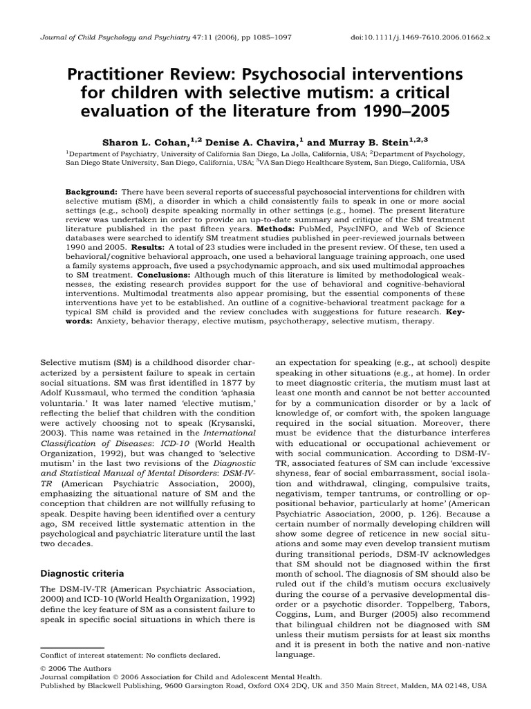 Practitioner Review Psychosocial Interve | PDF | Mental Disorder ...