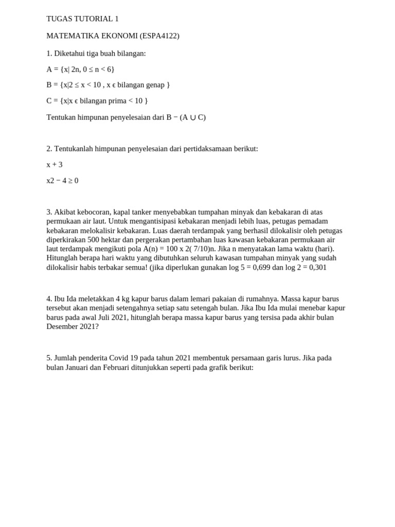 TUGAS 1 MATEMATIKA EKONOMI | PDF