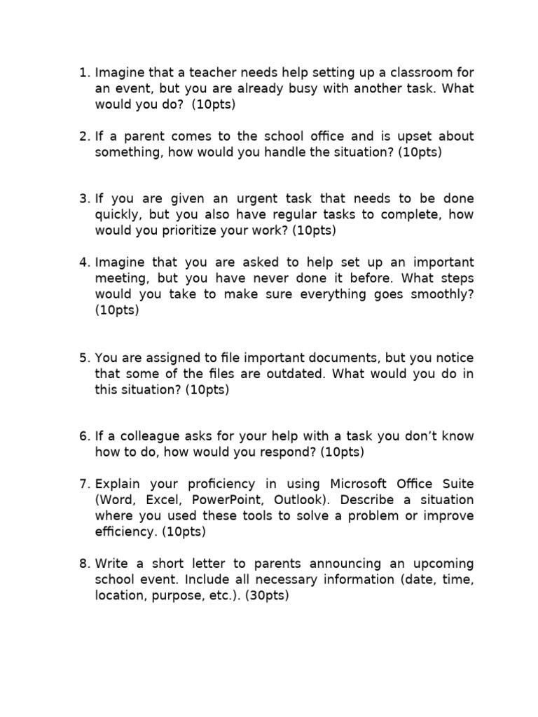 Classroom Event Preparation Scenarios | PDF