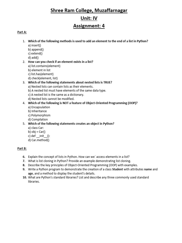 Python Unit-IV & V Assignment | PDF | Queue (Abstract Data Type ...