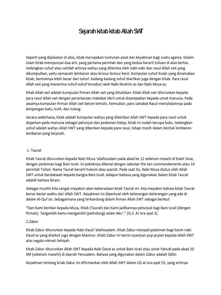 Sejarah Kitab Kitab Allah SWT | PDF