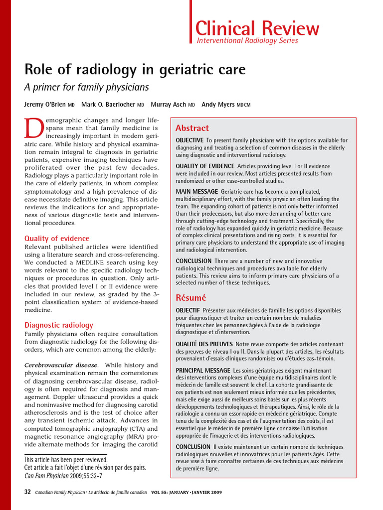 Role of radiology in geriatric care | PDF | Interventional Radiology ...