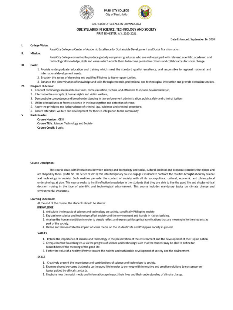 Criminology OBE Syllabus Overview | PDF | Crimes | Crime & Violence
