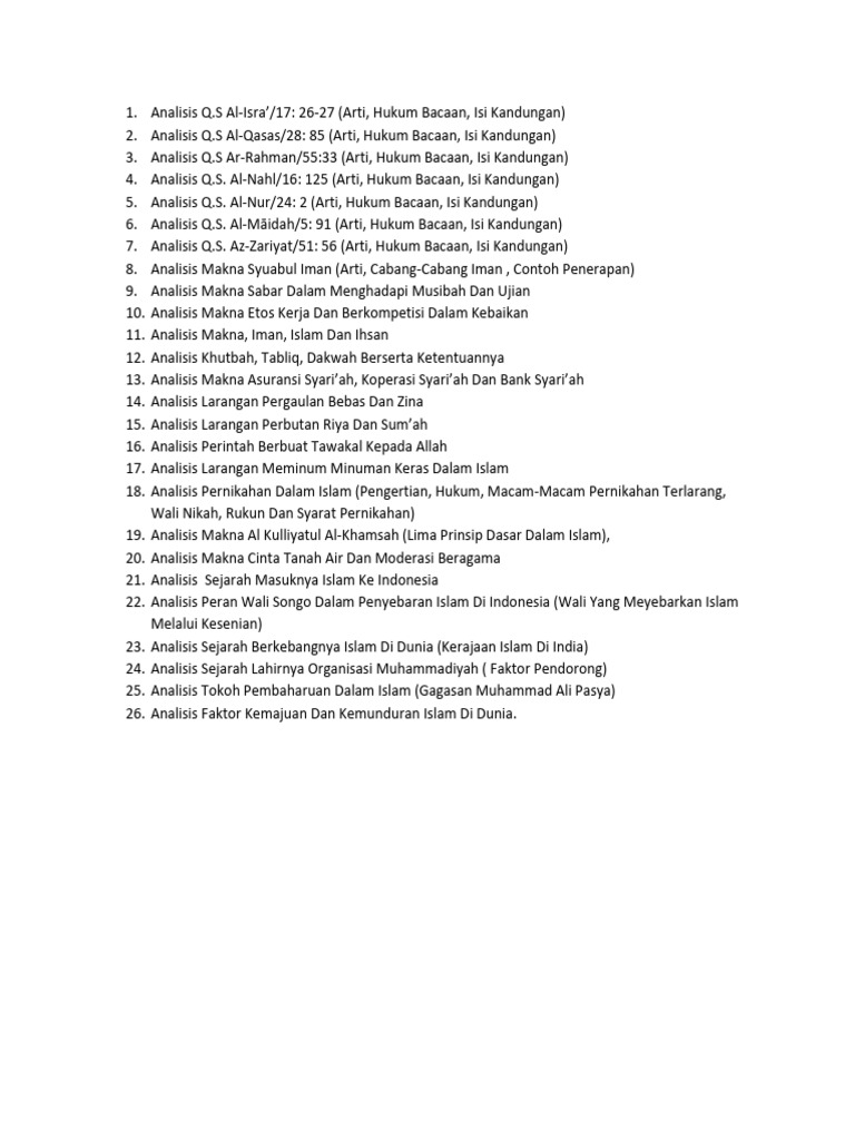 KISI-KISI USP PAI 2025 | PDF