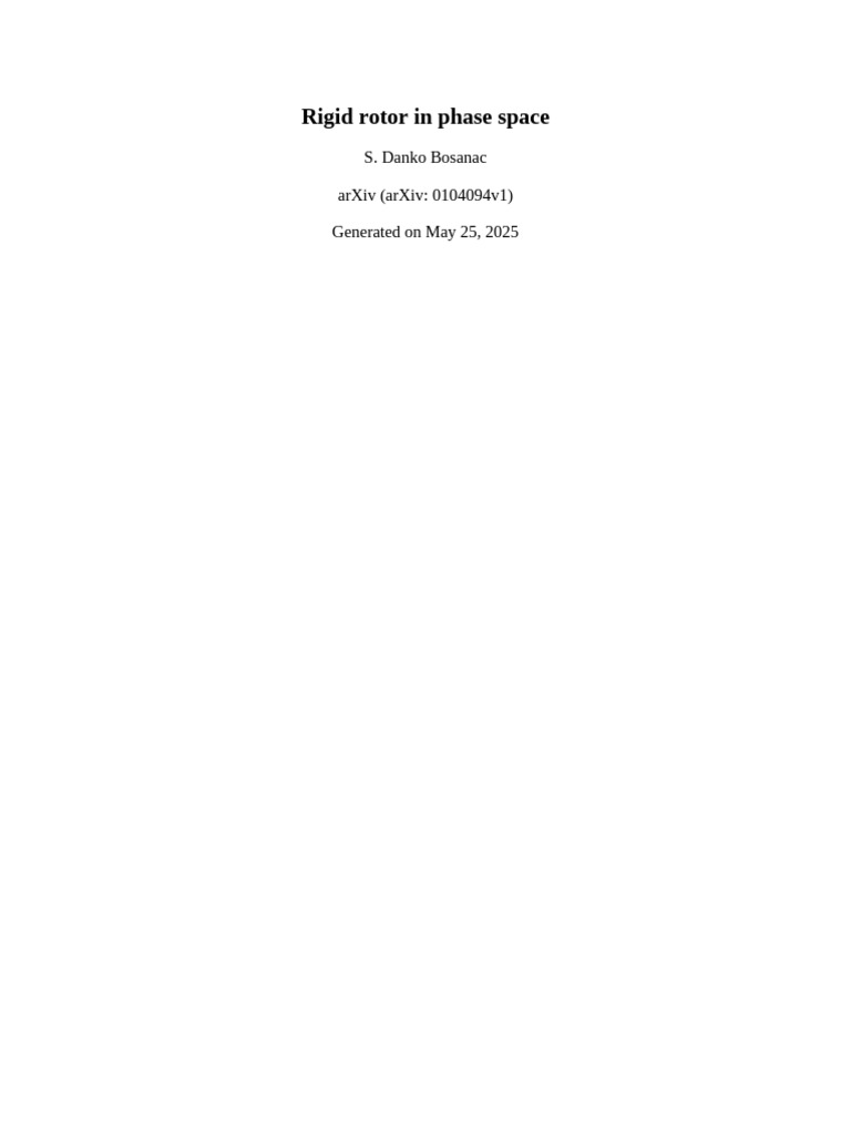 Rigid Rotor in Phase Space | PDF | Classical Mechanics | Momentum