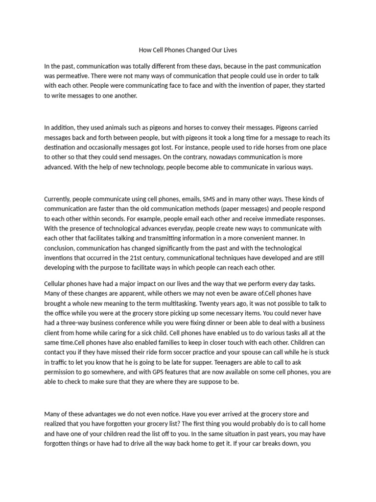 How Cell Phones Changed Our Lives | PDF | Communication | Telephone