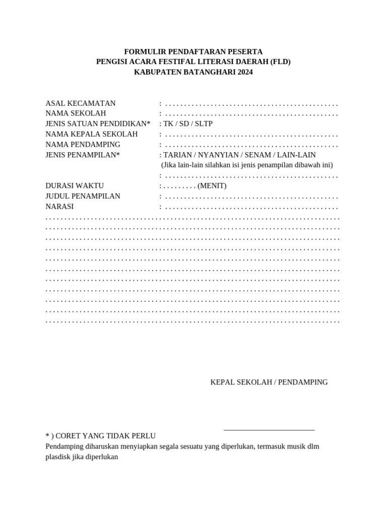 FORMULIR PENDAFTARAN PESERTA FLD#2 | PDF