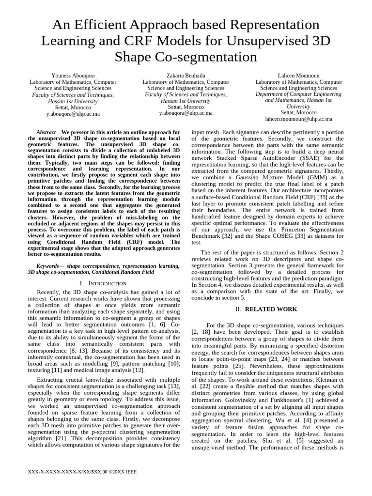 An Efficient Framework Using CRF Models For 3D Mesh Co-Segmentation | PDF | Image Segmentation ...
