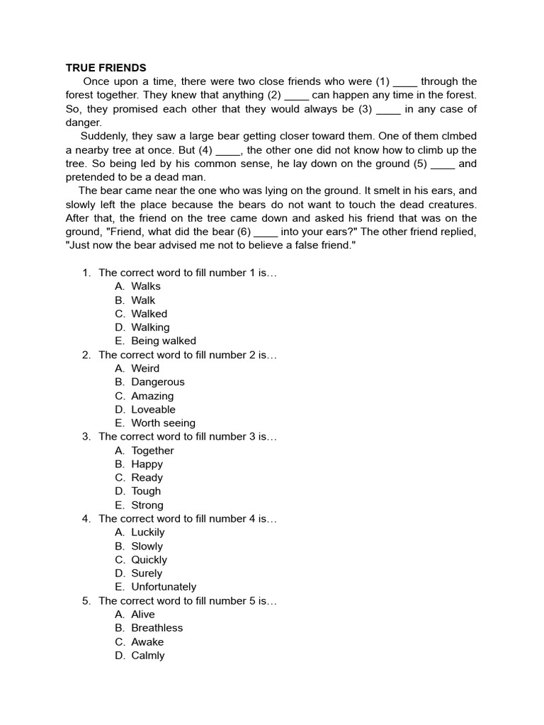 Soal Pemantapan Paragraf Rumpang Narrative Kelas 10 | PDF