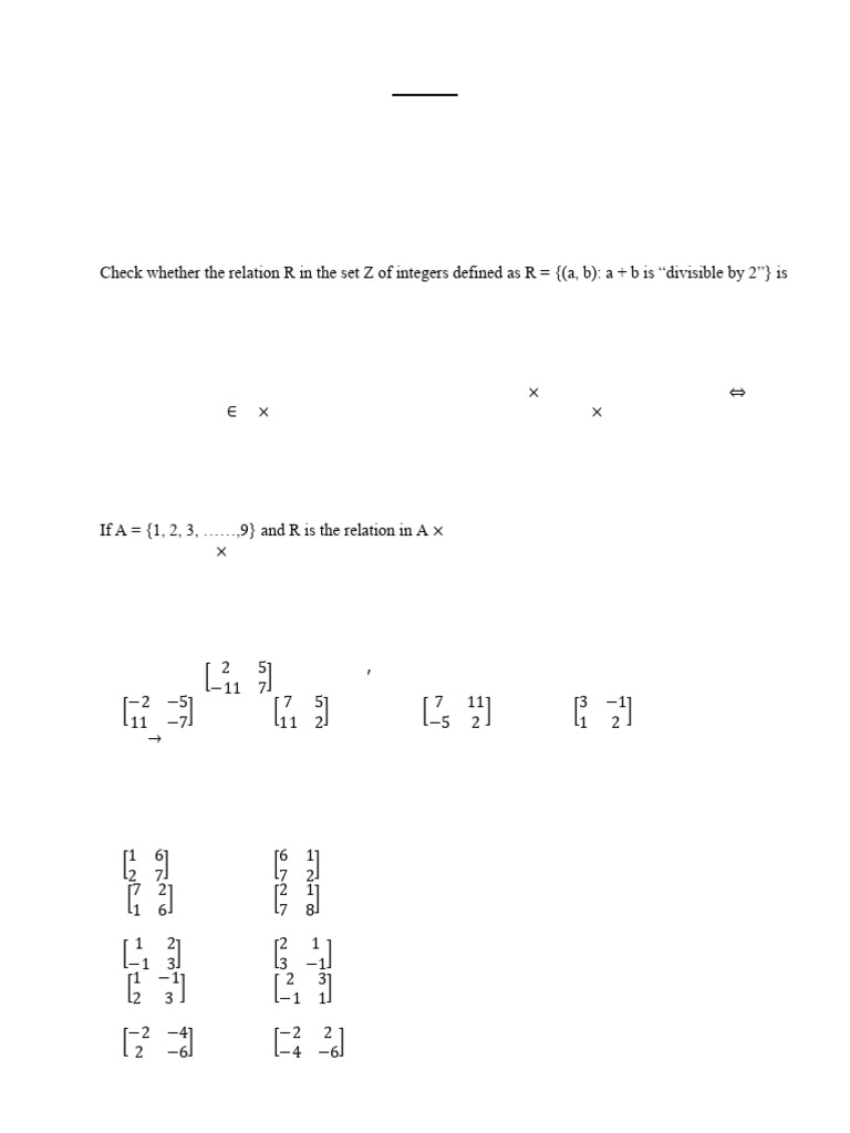Equivalence Relations and Functions Analysis | PDF | Matrix ...