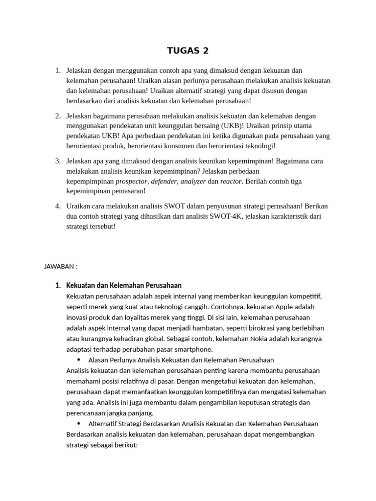 Tugas 2 - Manajemen Strategik | PDF