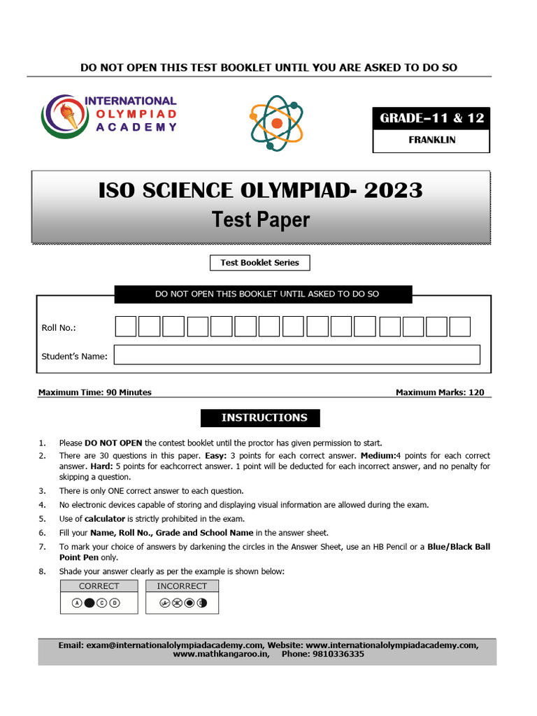 ISO - Grade 11 12 - Paper 2023 1 | PDF | Gases | Isotope