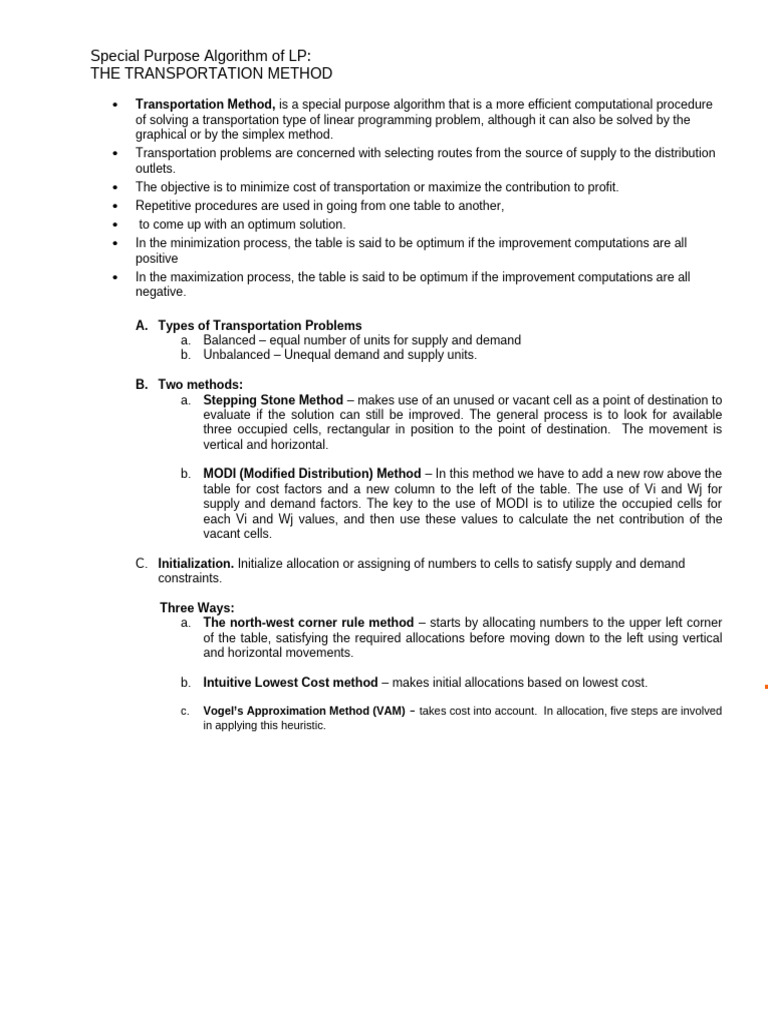 LESSON 3 Transportation Problems | PDF | Mathematical Optimization | Algorithms And Data Structures