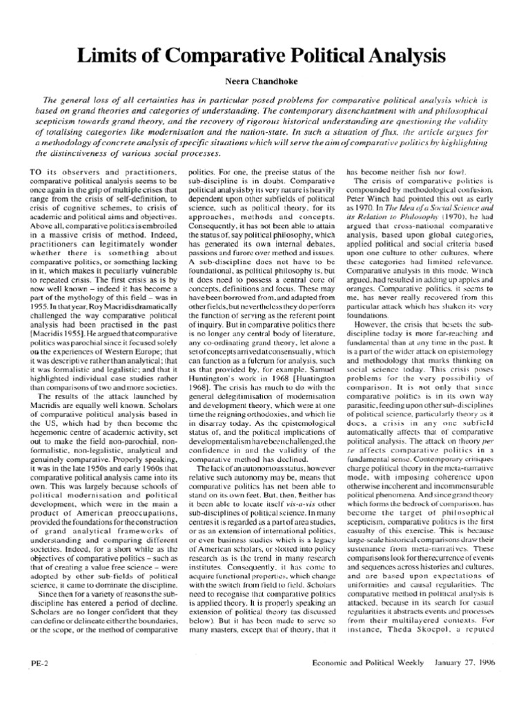 Limits of Comparative Political Analysis | PDF
