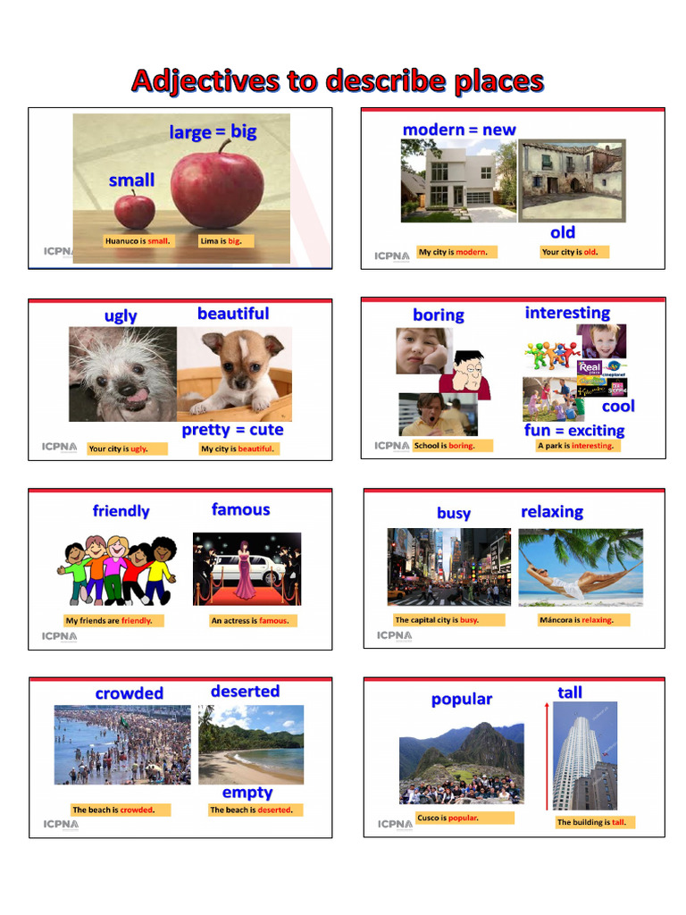 B01 - Ajectives To Describe Places | PDF