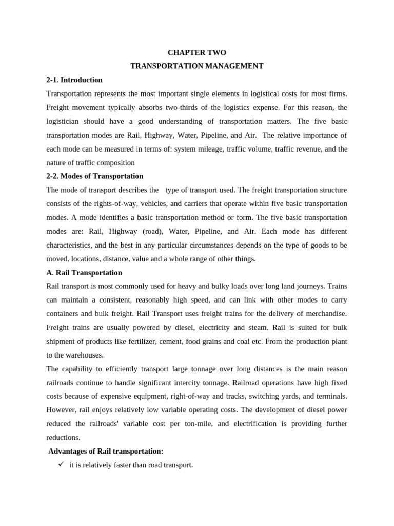 Chapter 2 Logistics and Channel | PDF | Transport | Rail Transport