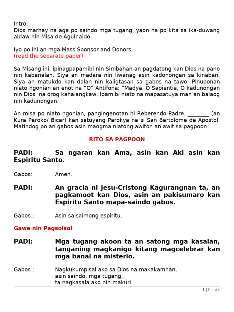 Misa de Gallo (Rito) | PDF