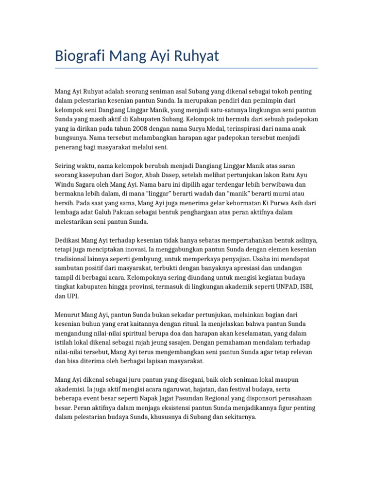 Biografi Mang Ayi Ruhyat | PDF