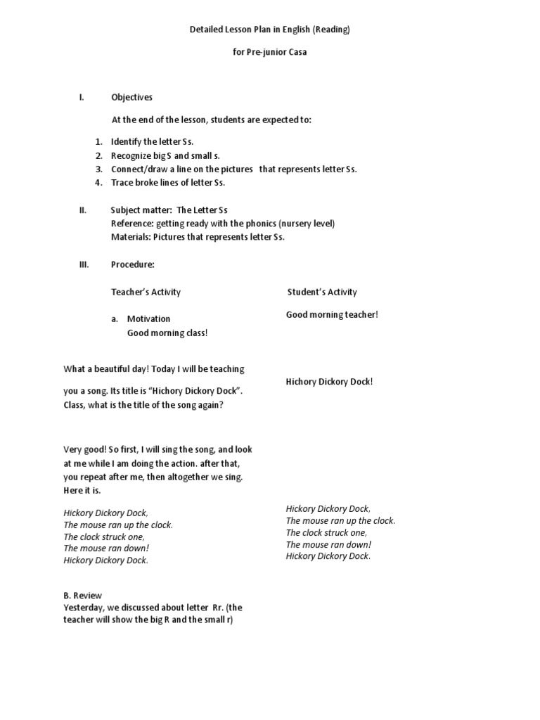 Detailed Lesson Plan in English | PDF | Lesson Plan | Pedagogy